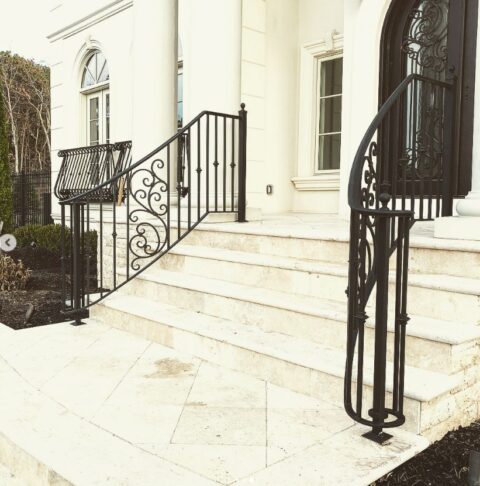 Exterior Stair Railing that features perfectly curved entry rails ...